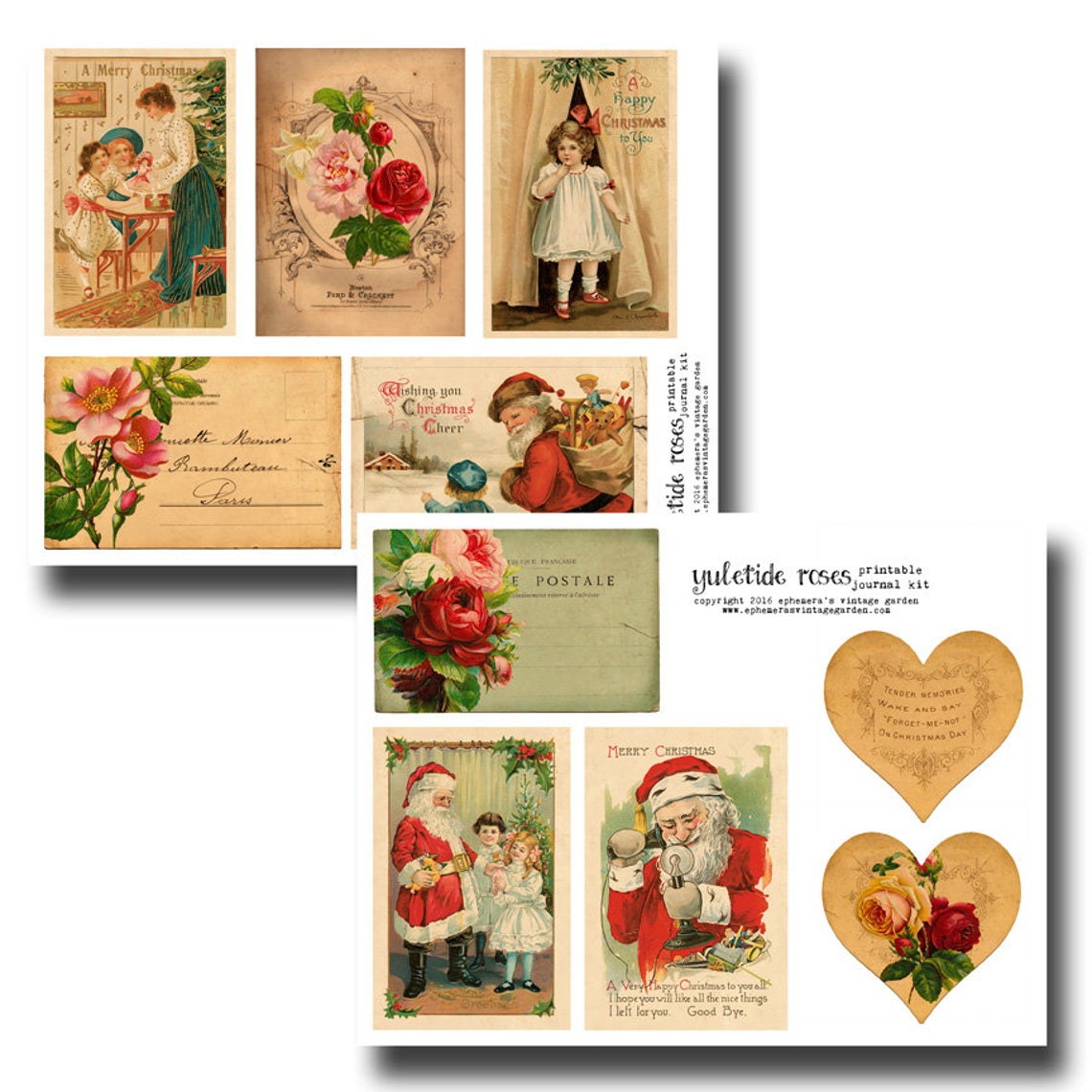Yuletide Roses Printable Journal Kit | Etsy