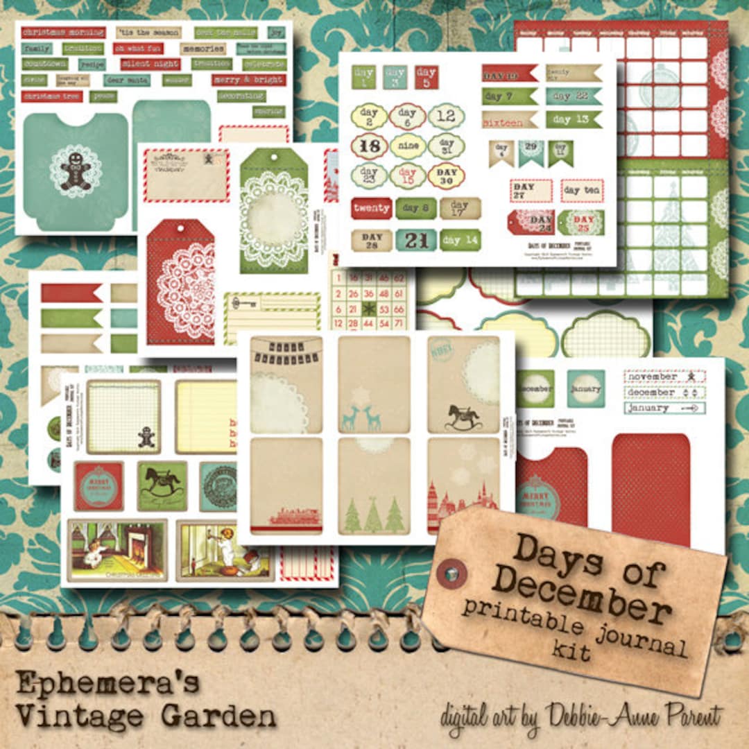 Days of December Printable Christmas Journal Kit - Etsy