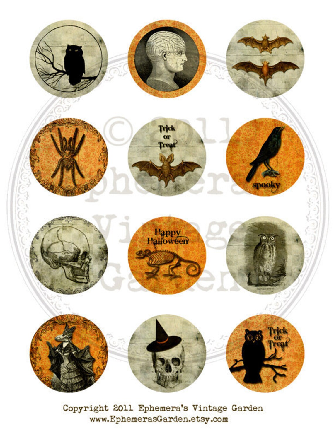 Halloween Cupcake Toppers/treat Bag Stickers two Inch Circles - Etsy