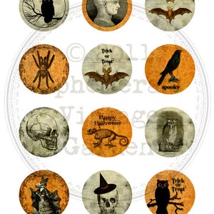 Halloween Cupcake Toppers/treat Bag Stickers two Inch Circles Digital ...