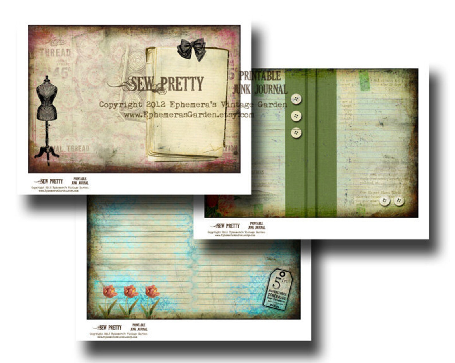 Sew Pretty 5 X 7 Printable Journal Kit - Etsy