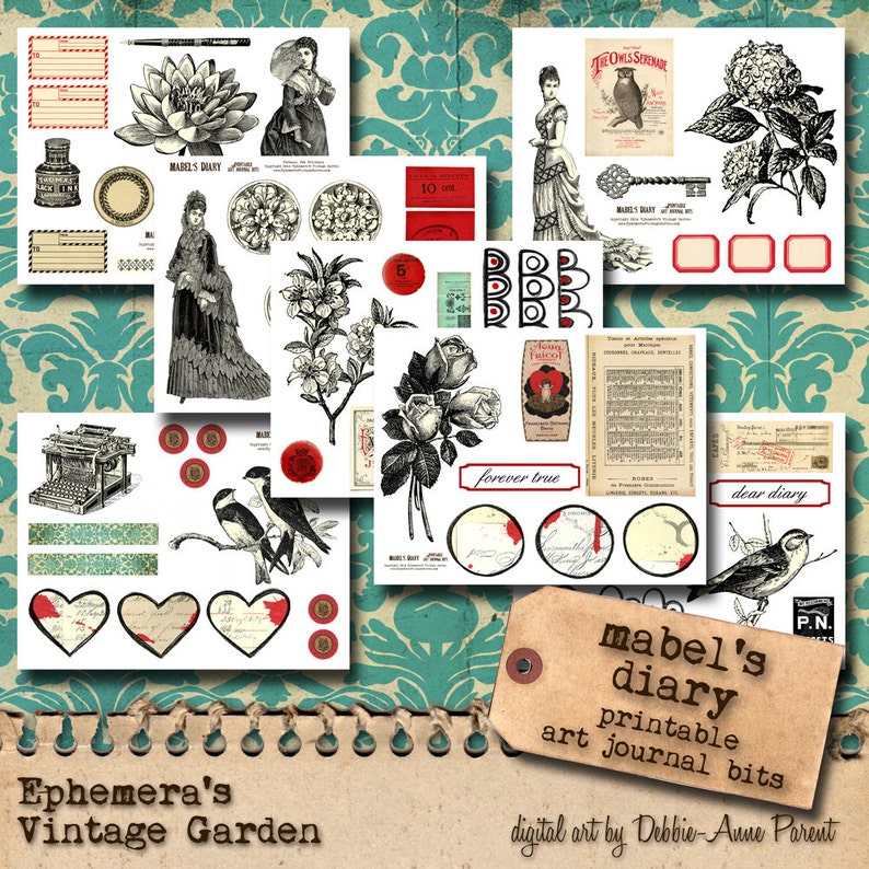Mabel's Diary Vintage Art Journal Printables - Etsy
