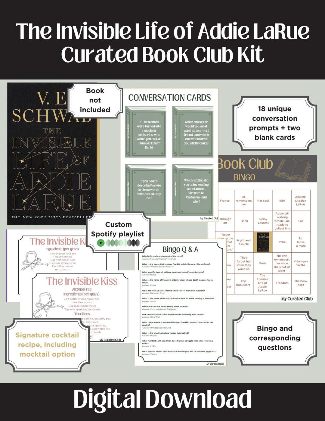 Addie La Rue Book Club Kit: Discussion & Games (digital Download) - Etsy