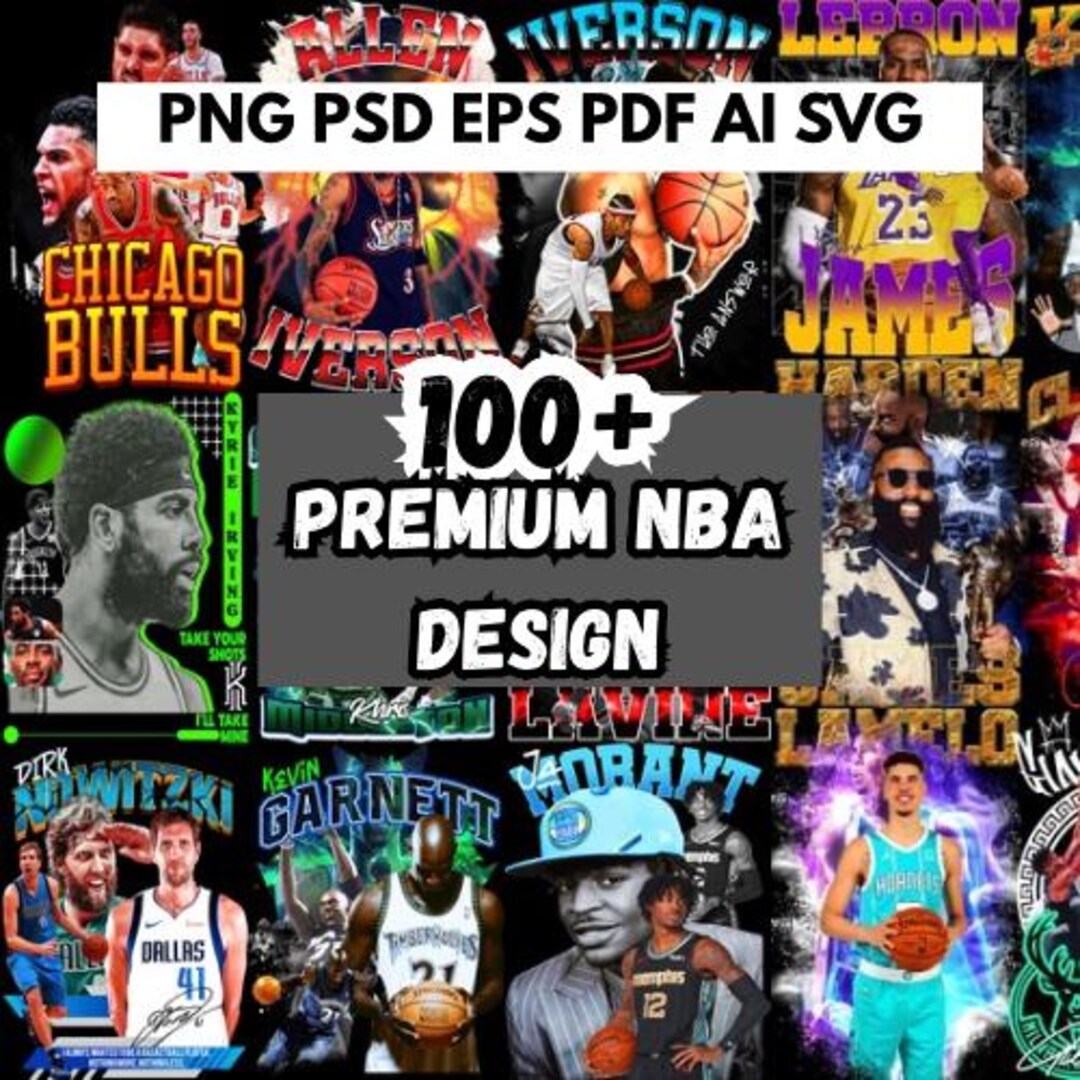 100+ NBA Player Designs Bundle | Premium Basketball PNG PSD | Digital ...
