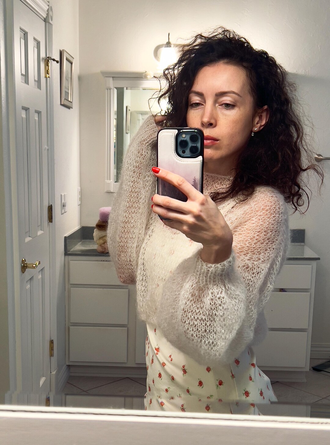 Hand-knit Mohair Silk Sweater | Sheer Fluffy Knit Top - Etsy