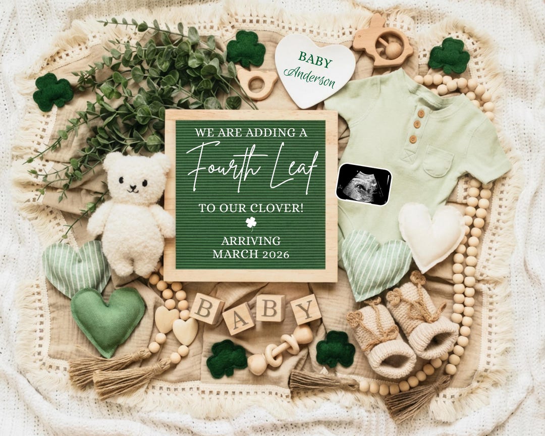 Digital Pregnancy Announcement Template, St. Patrick’s Day Baby Reveal ...