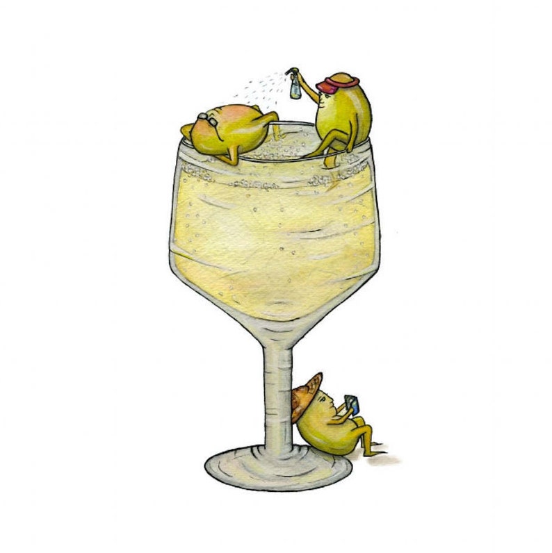 WINE Spritzer - ART PRINT - Illustration, Bar Art, Wine, Cocktail, Home ...