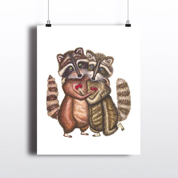 RACCOONS ART PRINT A Little Sun Love Art Raccon Art - Etsy