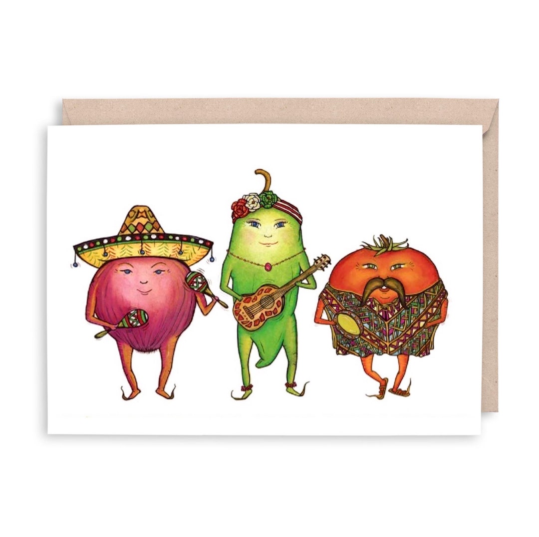SALSA Greeting Card Blank Card, Birthday Card, Thank You Card, Mariachi ...