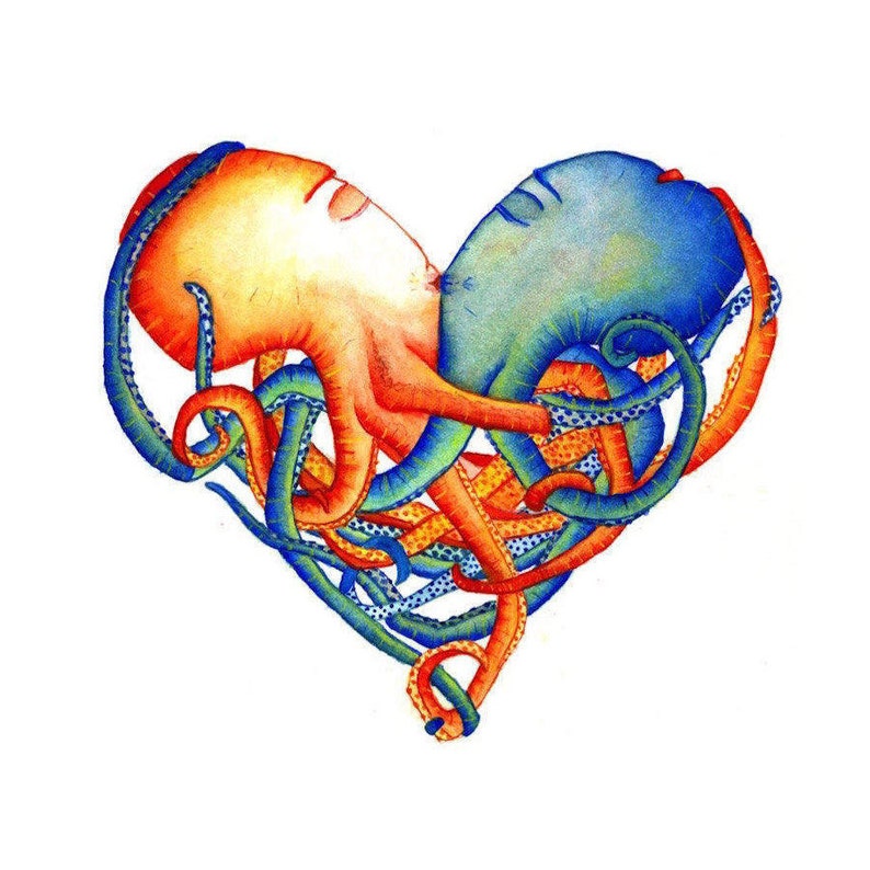 OCTOPUS HEART Art Print Octopuses Wedding Anniversary - Etsy