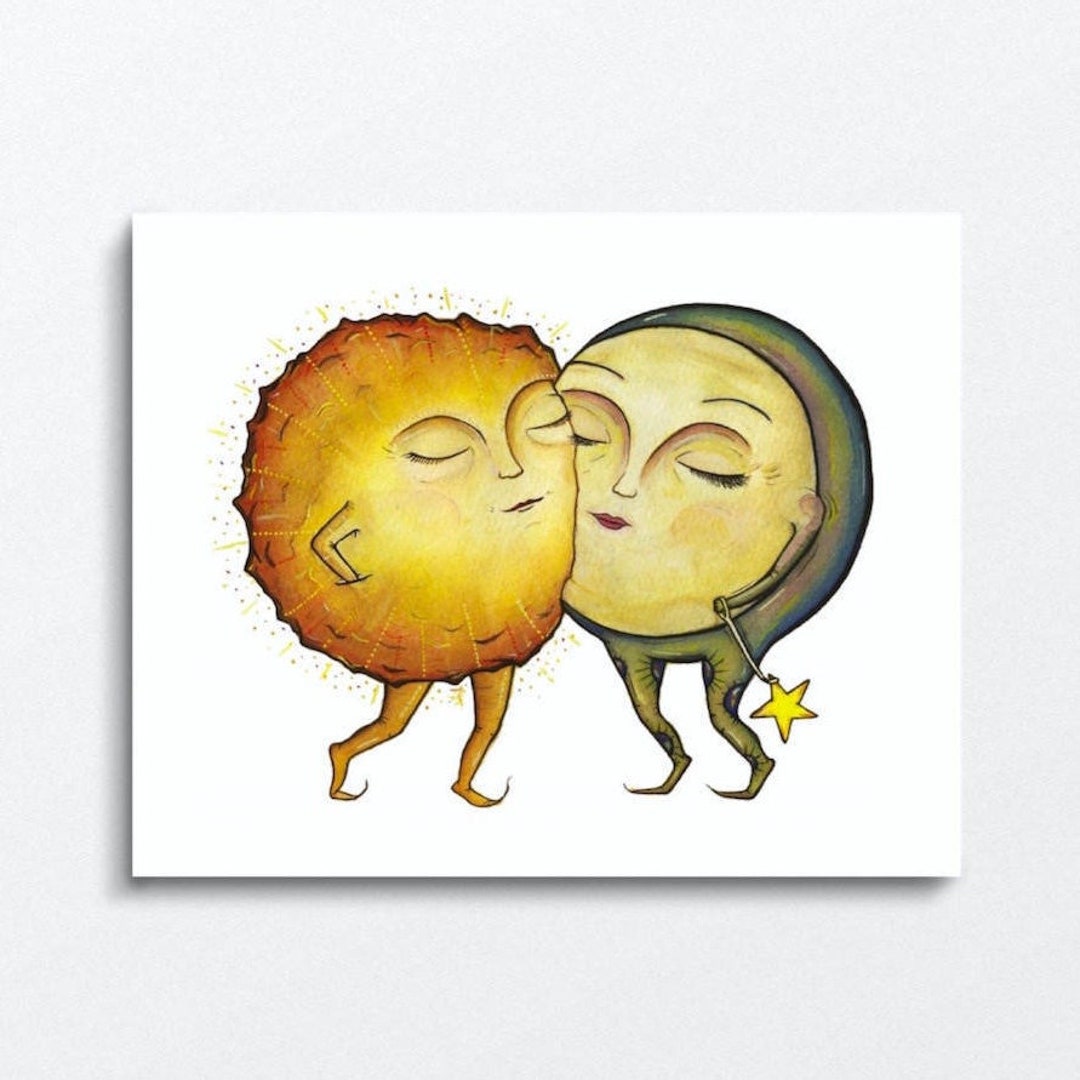 SUN + MOON - Art PRINT - Illustration, Anniversary, Wedding, Love ...