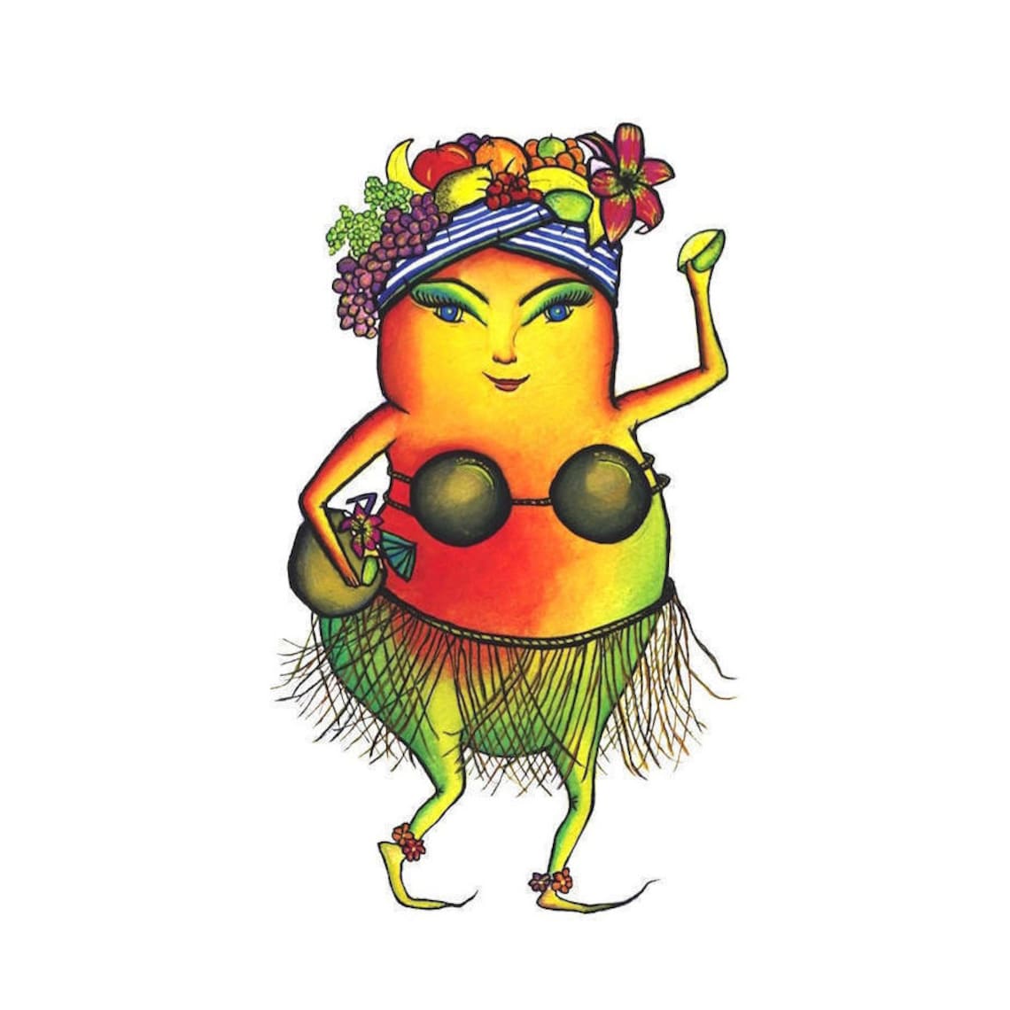 Dancing MANGO ART PRINT illustration décoration - Etsy France