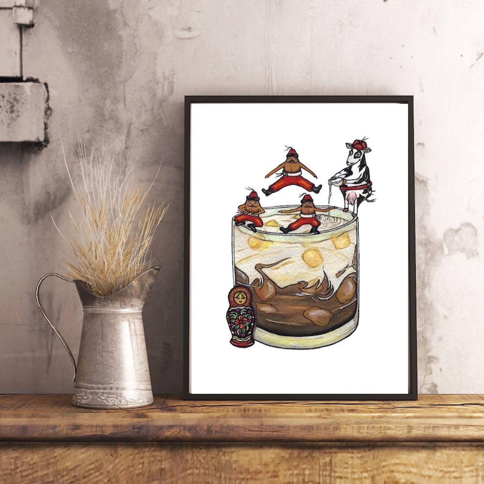 White Russian ART PRINT Big Lebowski Illustration - Etsy