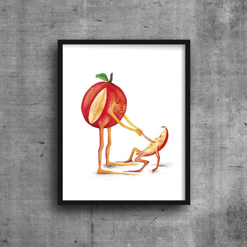 APPLE Missing Piece ART PRINT Illustration Mothers Day - Etsy