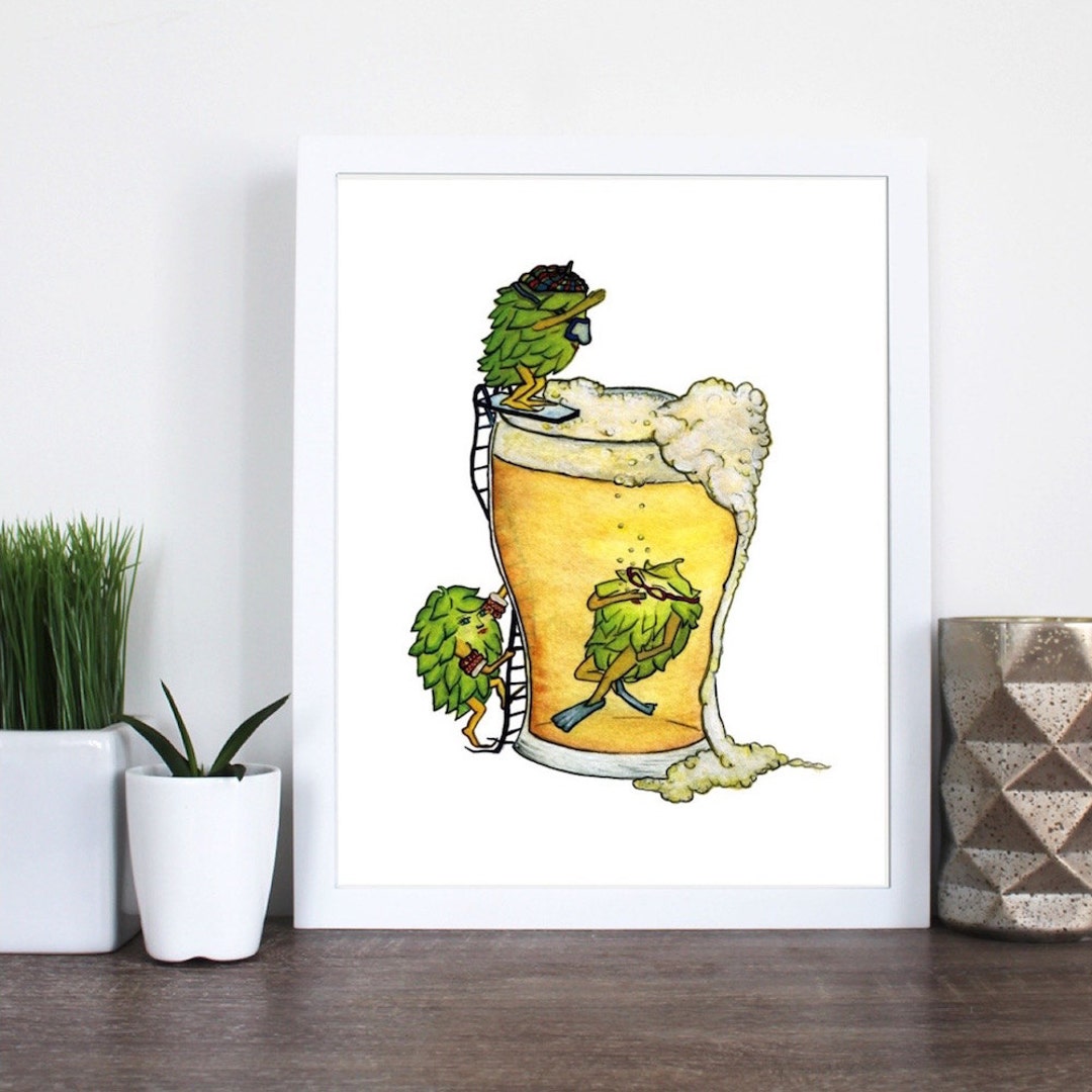 HOP, HOPS, HOPPING - Art Print - Portland Beer, Brewery, Ipa, Beer Art ...