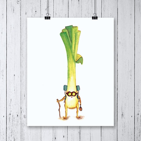 Traveling LEEK ART PRINT a Little Sun Illustration No | Etsy