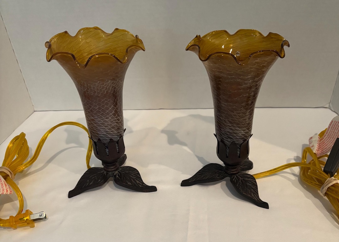 Vintage Amber Pond Lily With Bronze Accents Tiffany Style Lamp A7 - Etsy