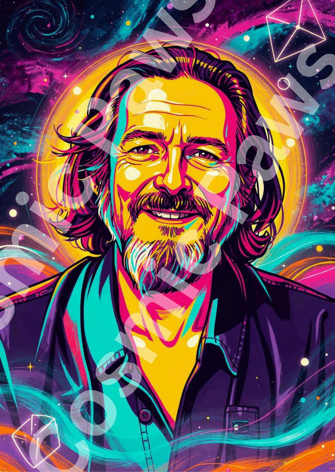 Alan Watts Psychedelic Pop Art Poster, Spiritual Enlightenment Wall ...