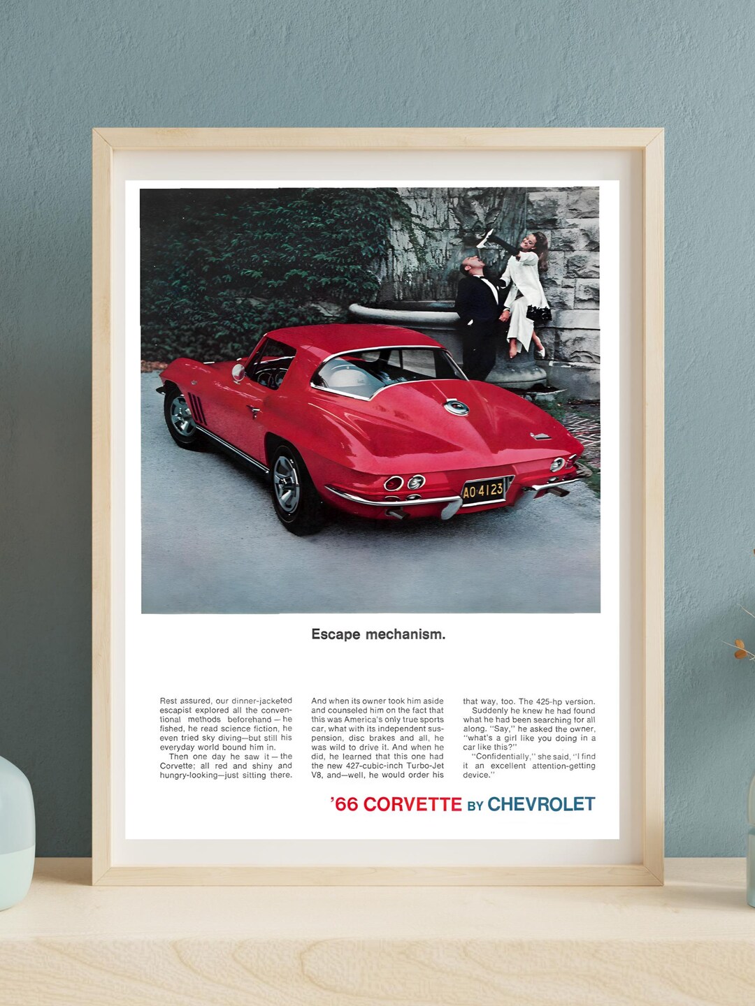 1966 Chevrolet Corvette Vintage Retro Ad Print, 8.5x11 Canon Premium ...