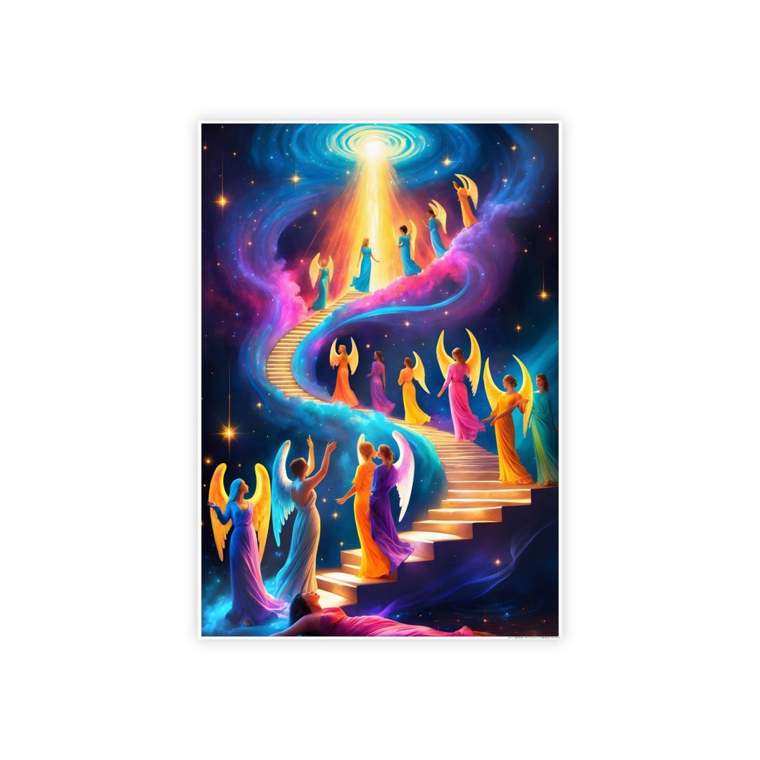 Psychedelic Jacobs Ladder Sticker, William Blake Inspired Art, Mystical ...