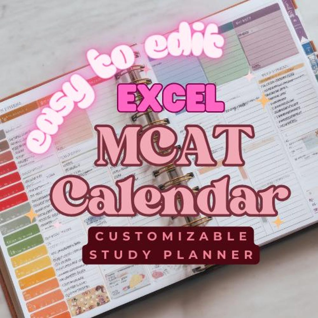 MCAT Study Calendar | MCAT Planner - Etsy
