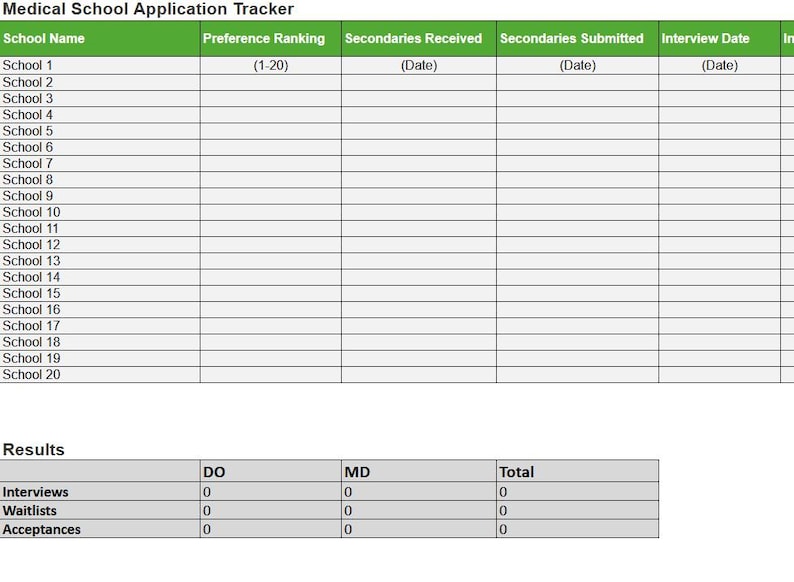 Med School Application Tracker for Pre-med Students - Etsy