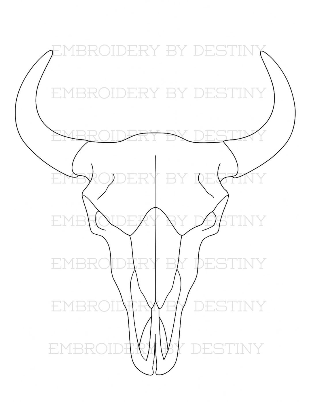 Buffalo/bison Skull Hand Embroidery Pattern: Yarn and Floss Friendly ...