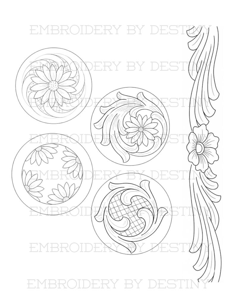 Western Tooled Leather Hand Embroidery Pattern Pack- Leatherwork ...