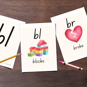 33 Two Letter Consonant Blend Flashcards - Phonics Blends - Digital ...