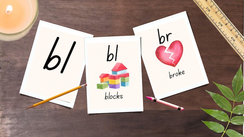 33 Two Letter Consonant Blend Flashcards - Phonics Blends - Digital ...