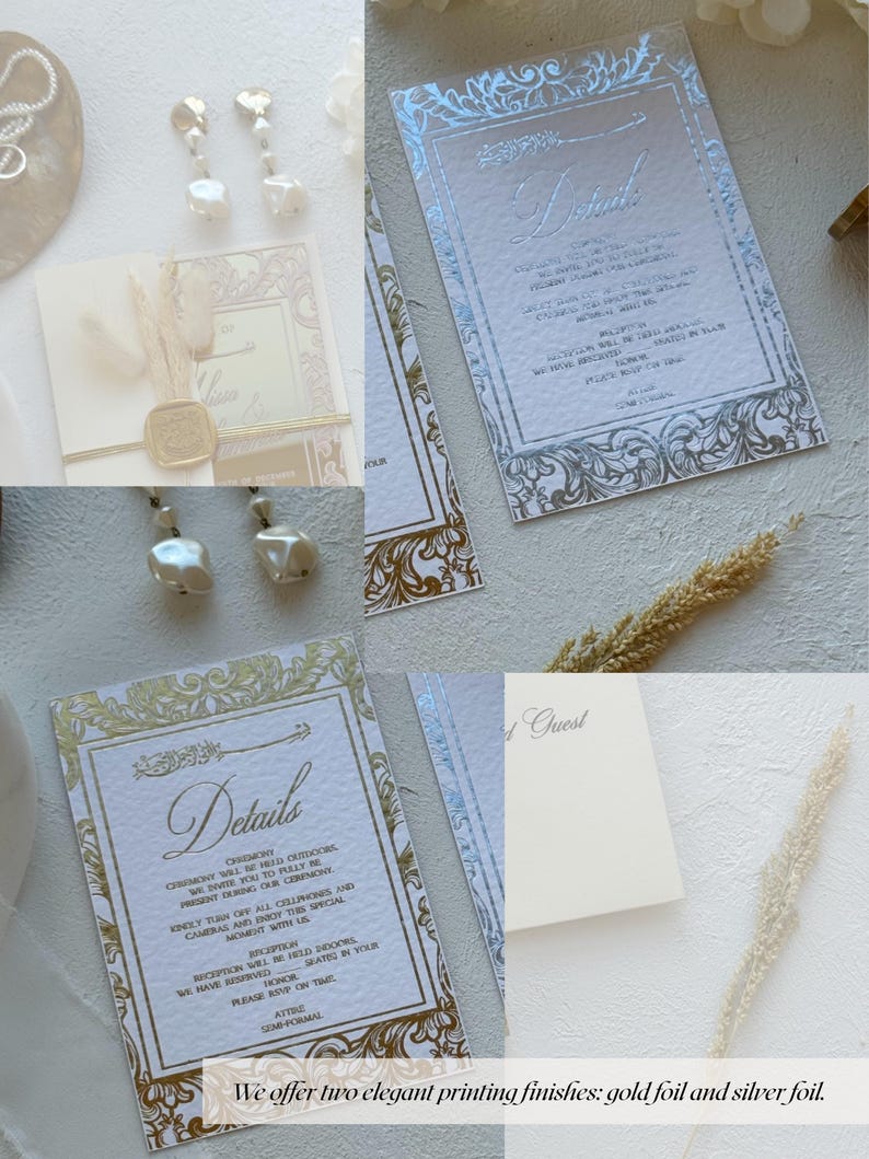 Luxury Islamic Wedding Invitation Suite, Acrylic Arabic Nikkah Invites ...