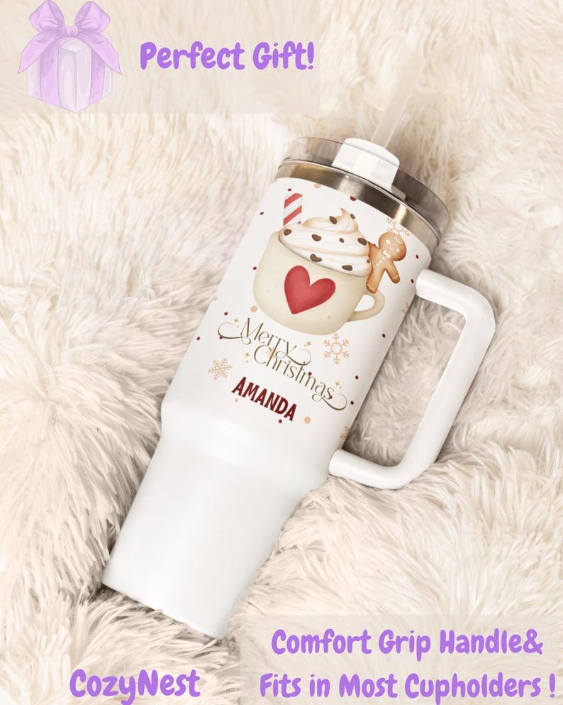 Christmas Tumbler Personalized 40oz, Custom Name Christmas Hot Cocoa ...