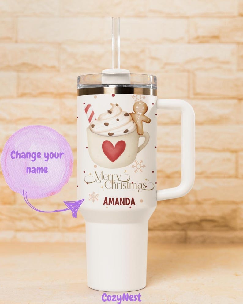 Christmas Tumbler Personalized 40oz, Custom Name Christmas Hot Cocoa ...