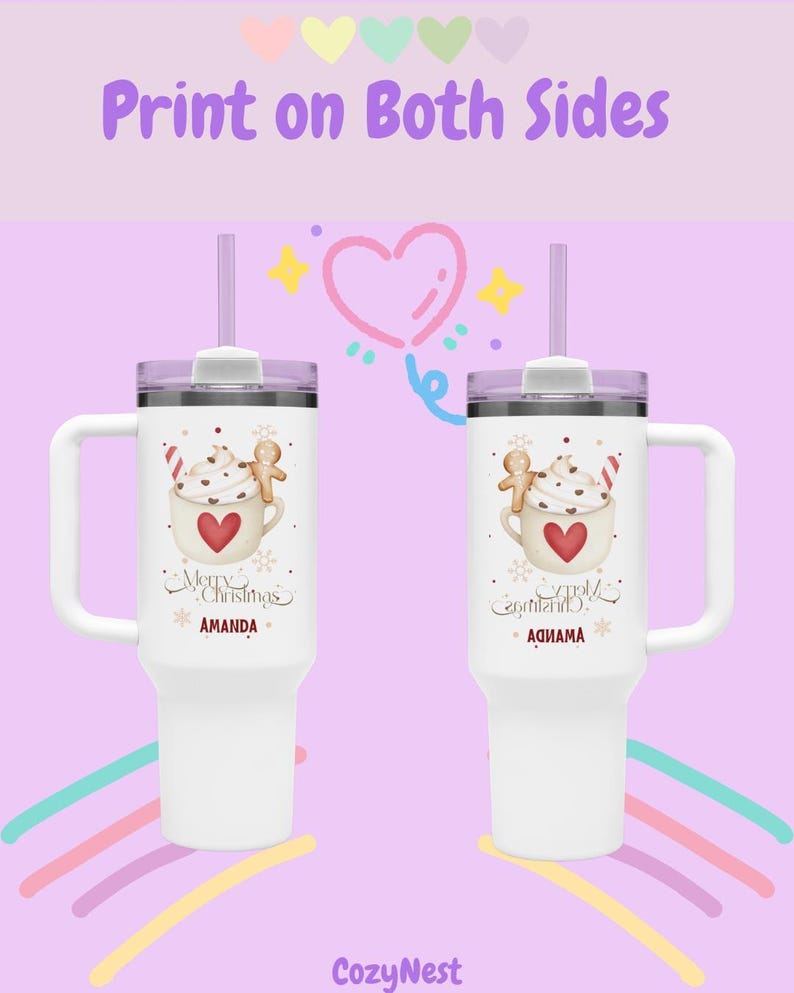 Christmas Tumbler Personalized 40oz, Custom Name Christmas Hot Cocoa ...