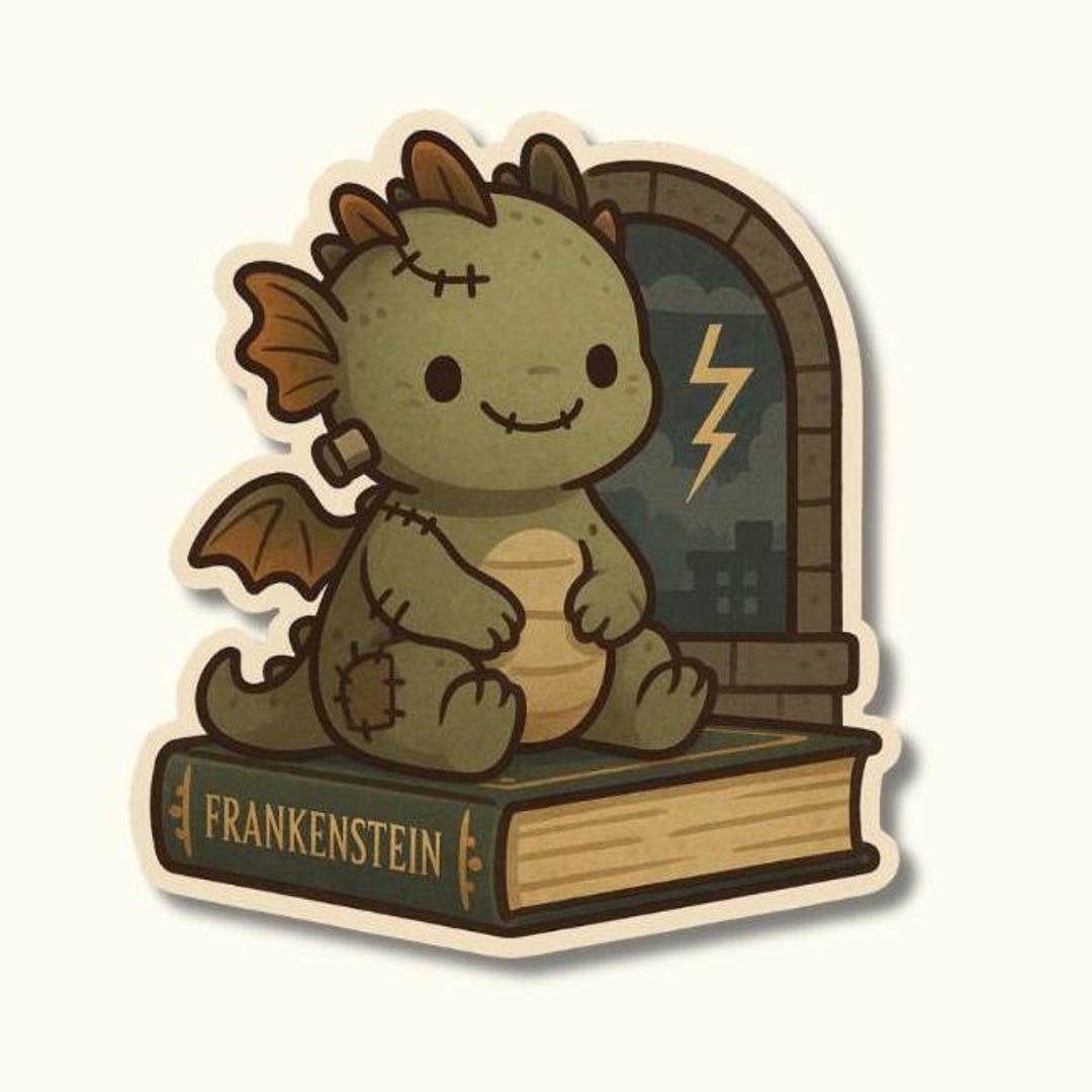 Frankenstein Dragon Sticker – Gothic Cozy Monster Vinyl Decal - Etsy