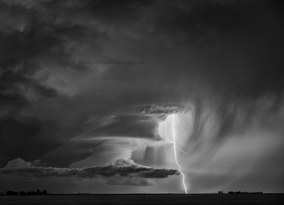 Leoti Kansas Supercell Thunderstorm With Lightning Bolt in Black and ...