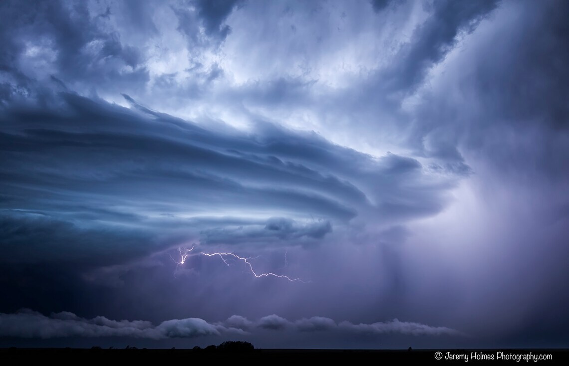 Supercell With Lightning Bolt at Night Shot in Texas - Etsy