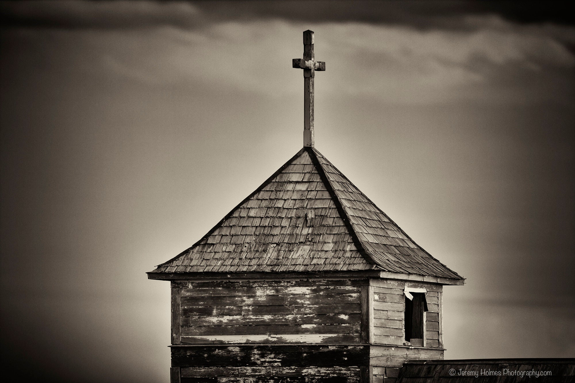 Church Steeple With Cross Black and White Sepia Fine Art Photography ...
