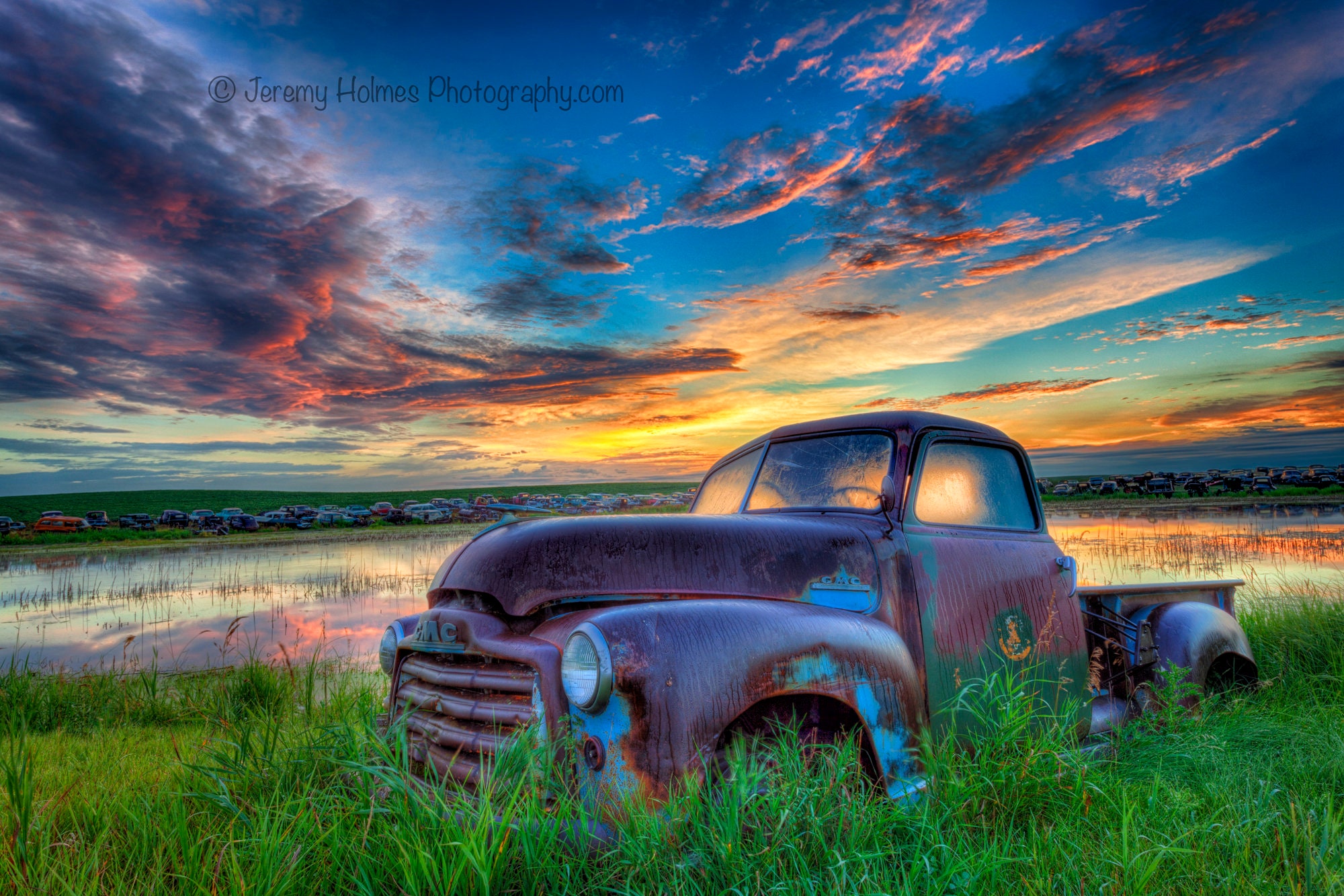 Vintage/antique GMC Pickup Truck at Sunset Rusting in a Field Fine Art ...