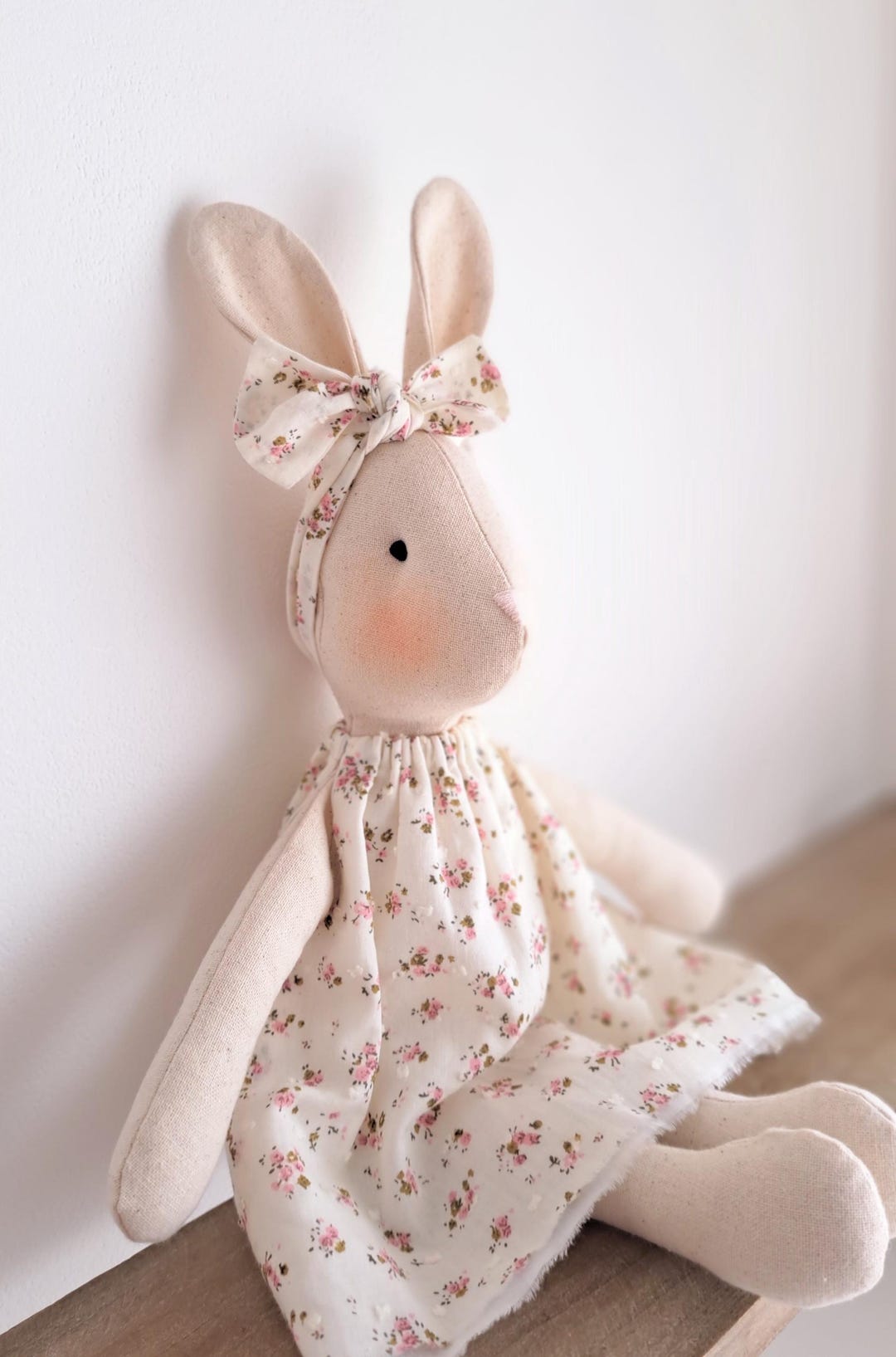 Personalized Linen Veronica Bunny: Handmade Stuffed Rabbit Doll With ...