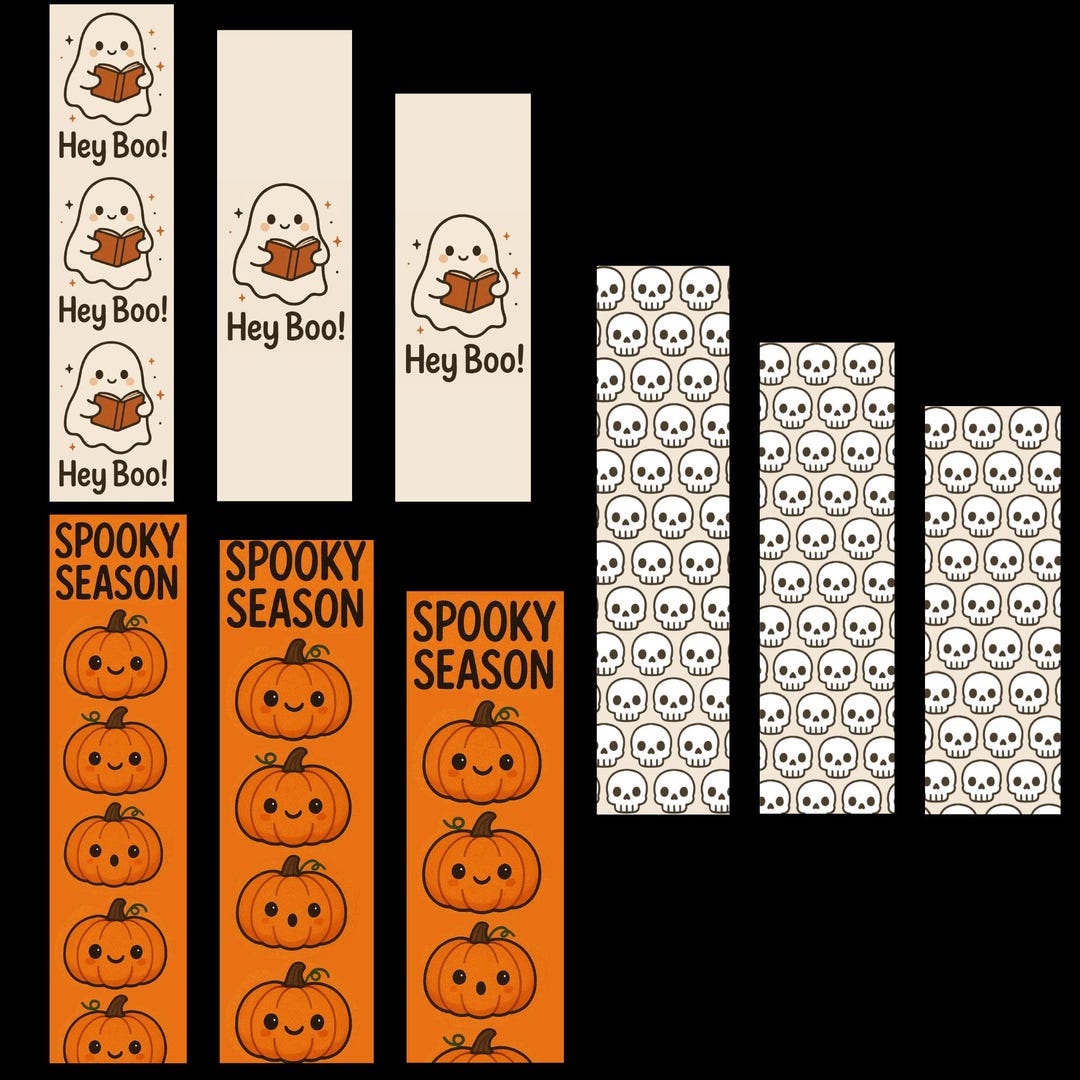 Halloween Bookmarks Printable | Cute Ghost, Pumpkin & Skull Digital ...