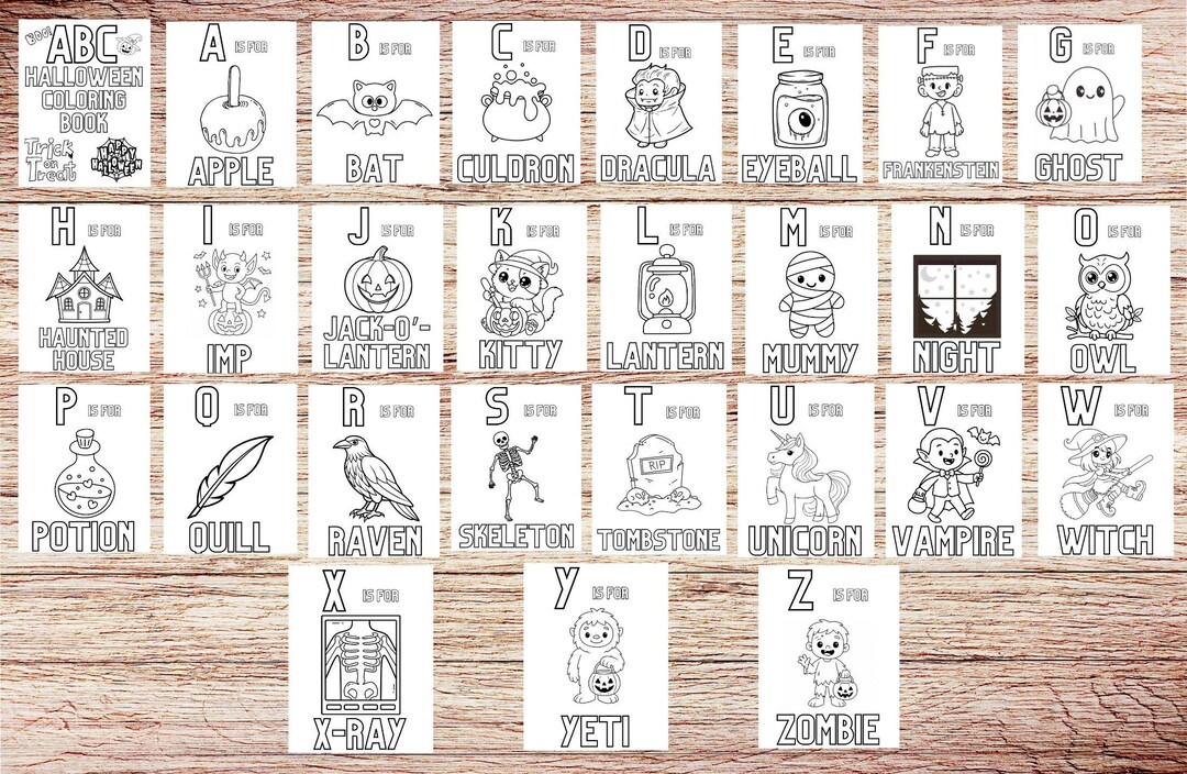 Halloween Alphabet Coloring Book for Kids: Learn Letters With Spooky ...