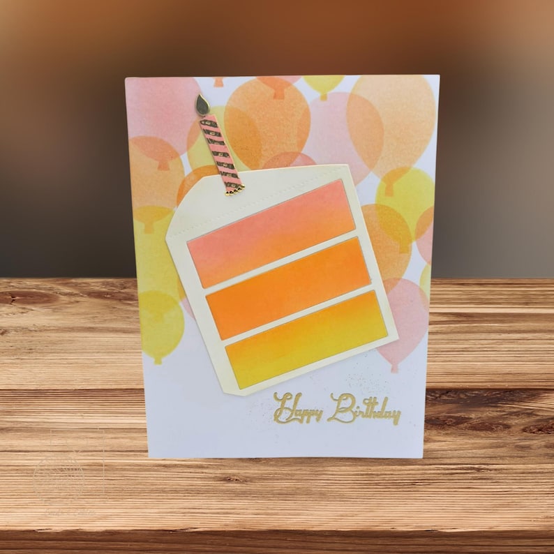 Handmade Birthday Cake Card: Layered Design, Gold Accents - Etsy