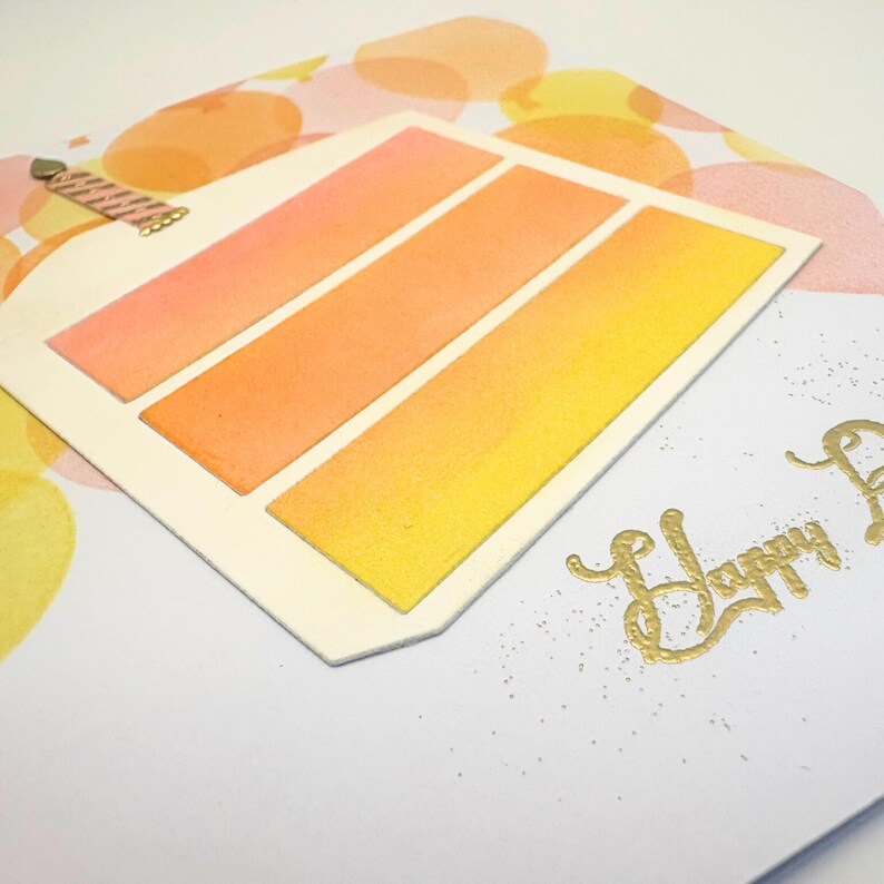 Handmade Birthday Cake Card: Layered Design, Gold Accents - Etsy