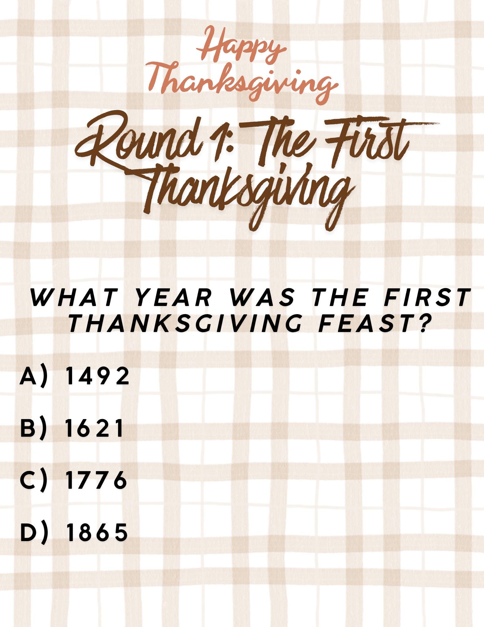 Thanksgiving Trivia Game | Family Holiday Quiz (instant Download) - Etsy