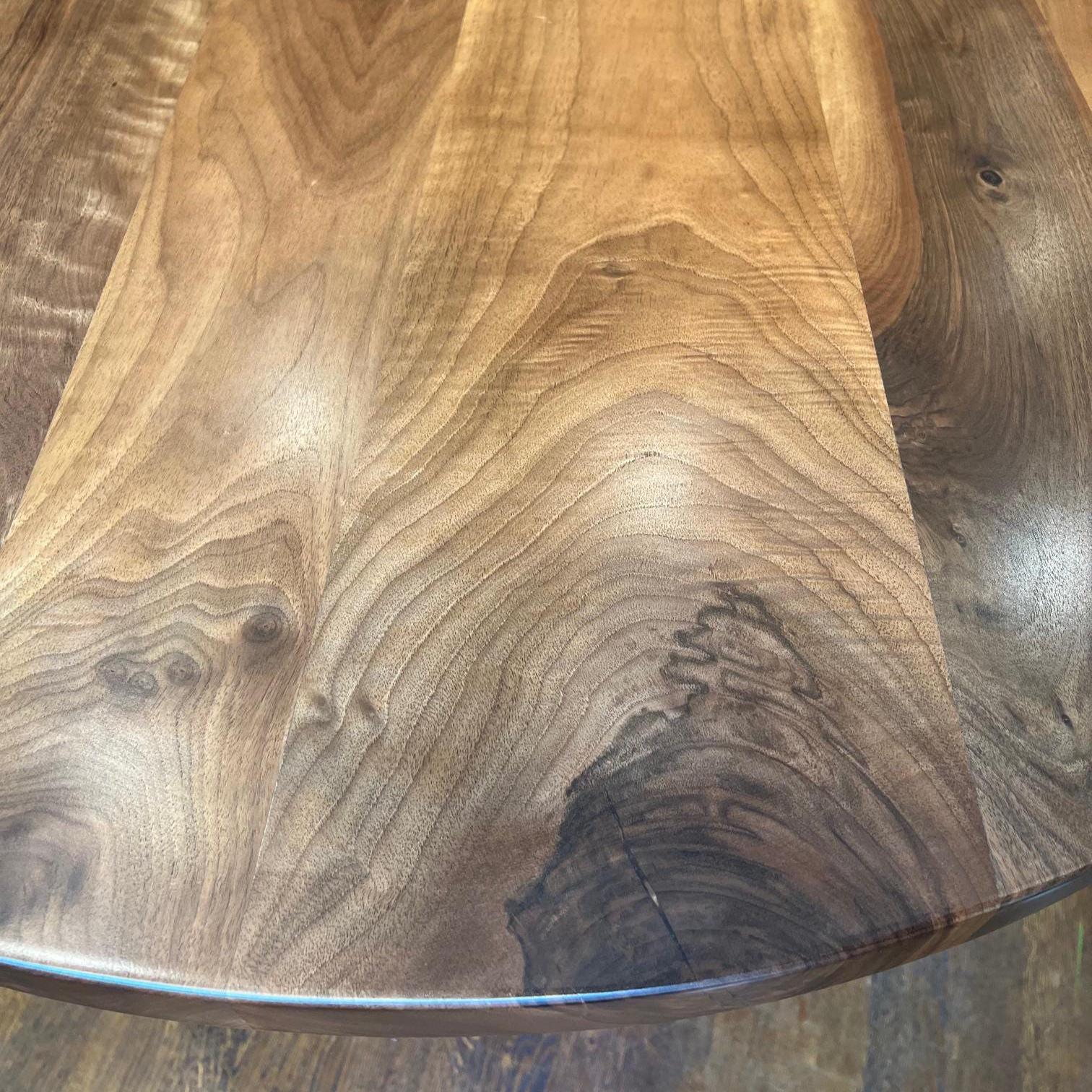 Round Solid Walnut Wood Dining Table With Walnut Base - Etsy