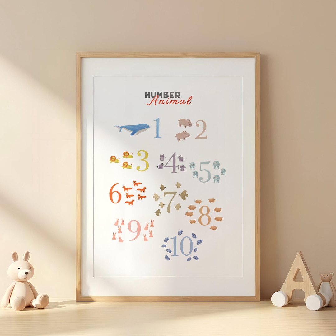 Animal Numbers Poster – Hand-drawn Nursery Wall Art (digital Download ...