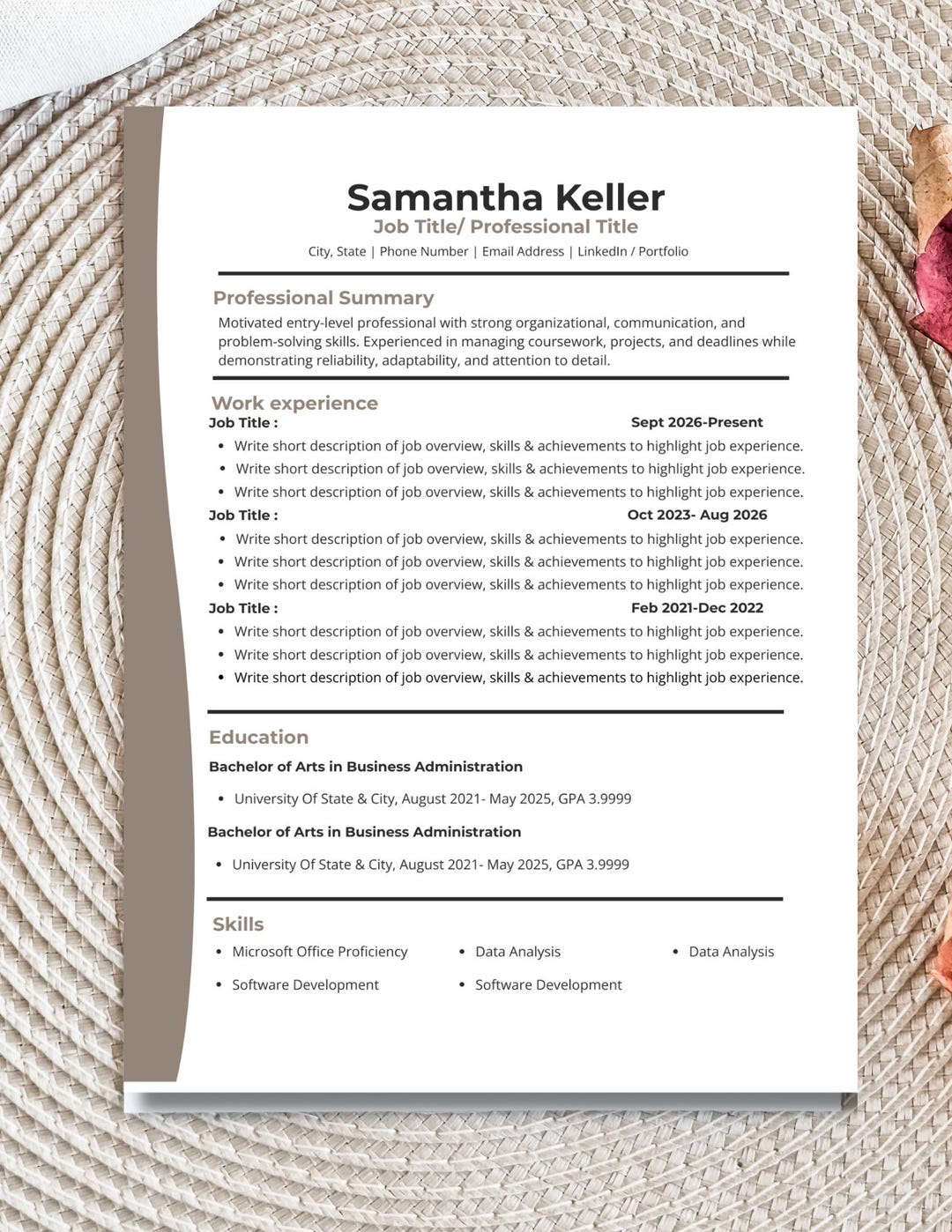 ATS Resume Template | Modern Minimalist Design, Editable in Canva ...