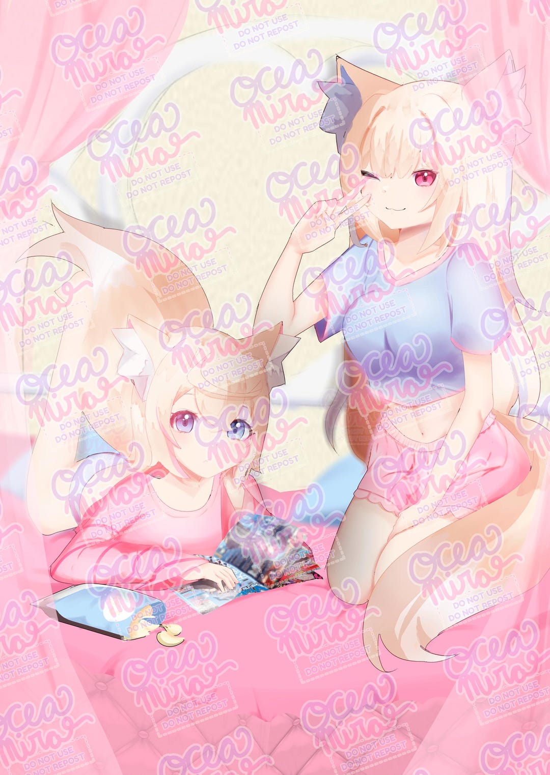 Fuwamoco Poster -- Hololive Vtuber Art Poster - Etsy