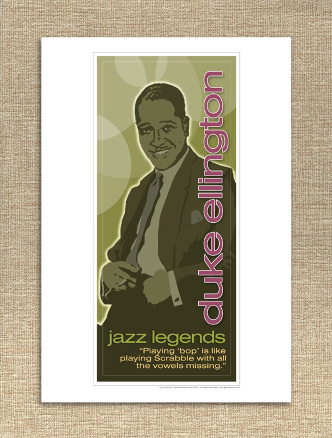 Duke Ellington Jazz Swing Print Art Deco Modern Retro Cotton | Etsy